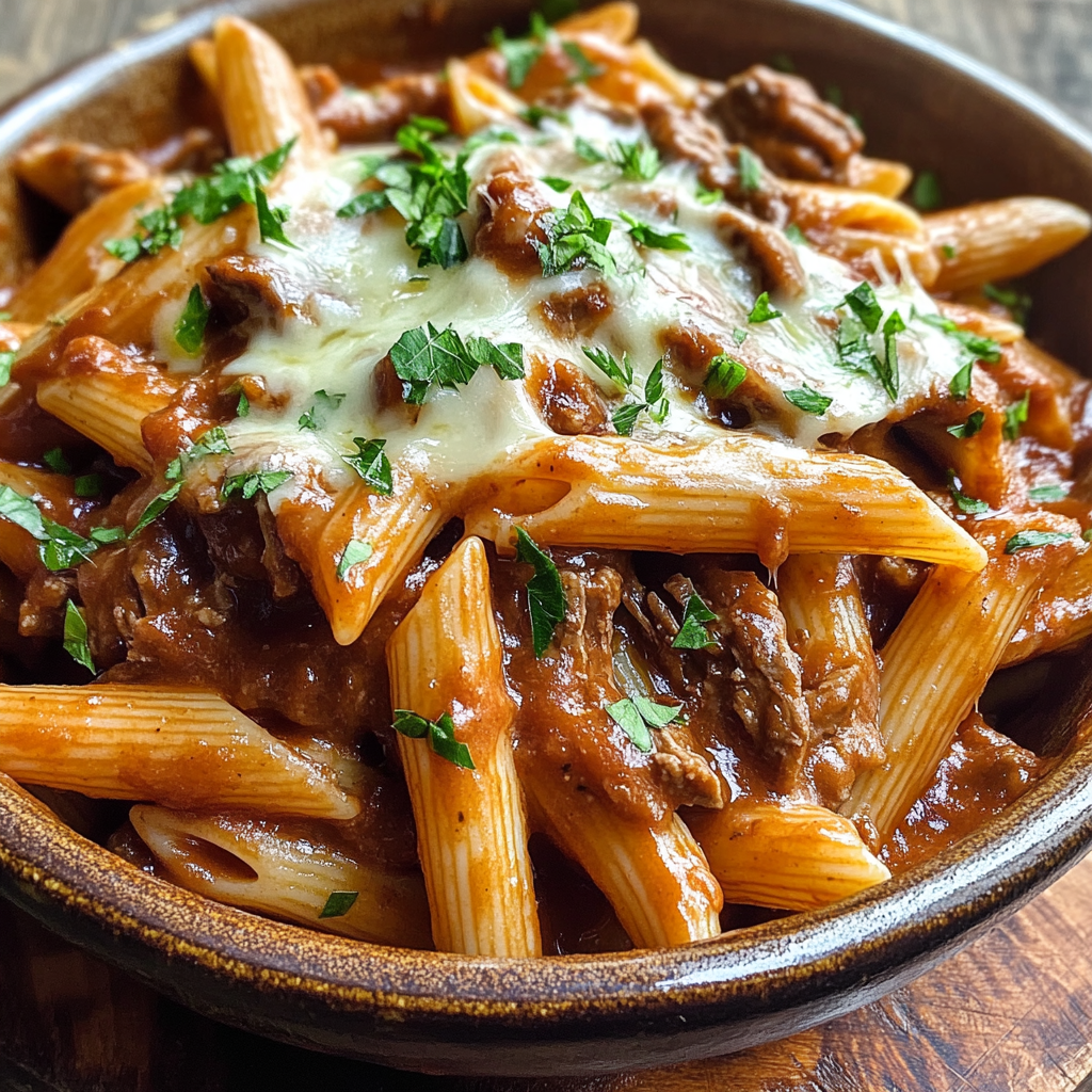 Smoky BBQ Canned Beef Pasta - The Hungry Goddess