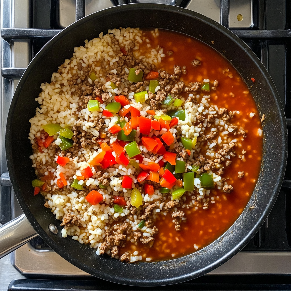 One-Pan Ground Beef and Rice for Two