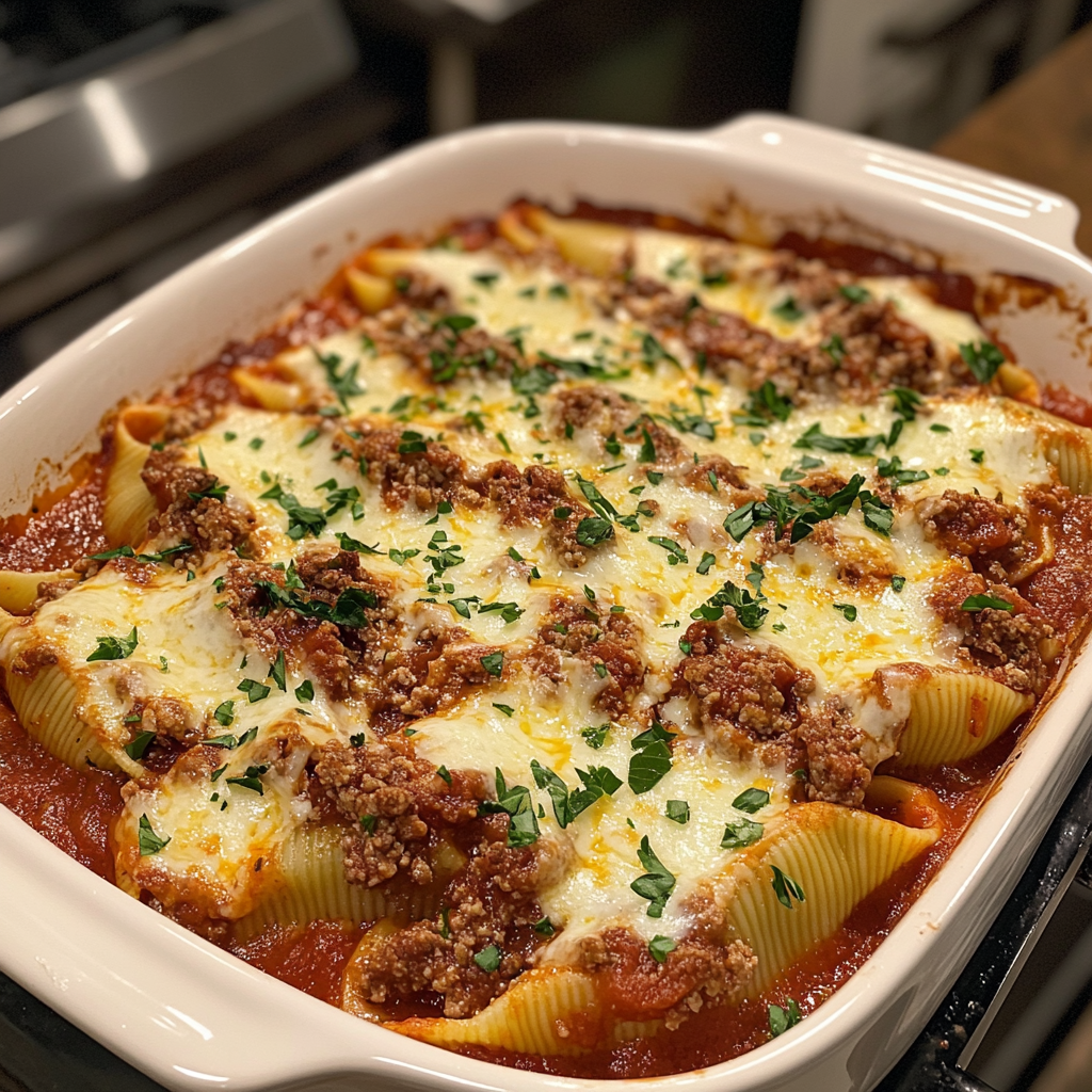 Cheesy Beef Stuffed Shells