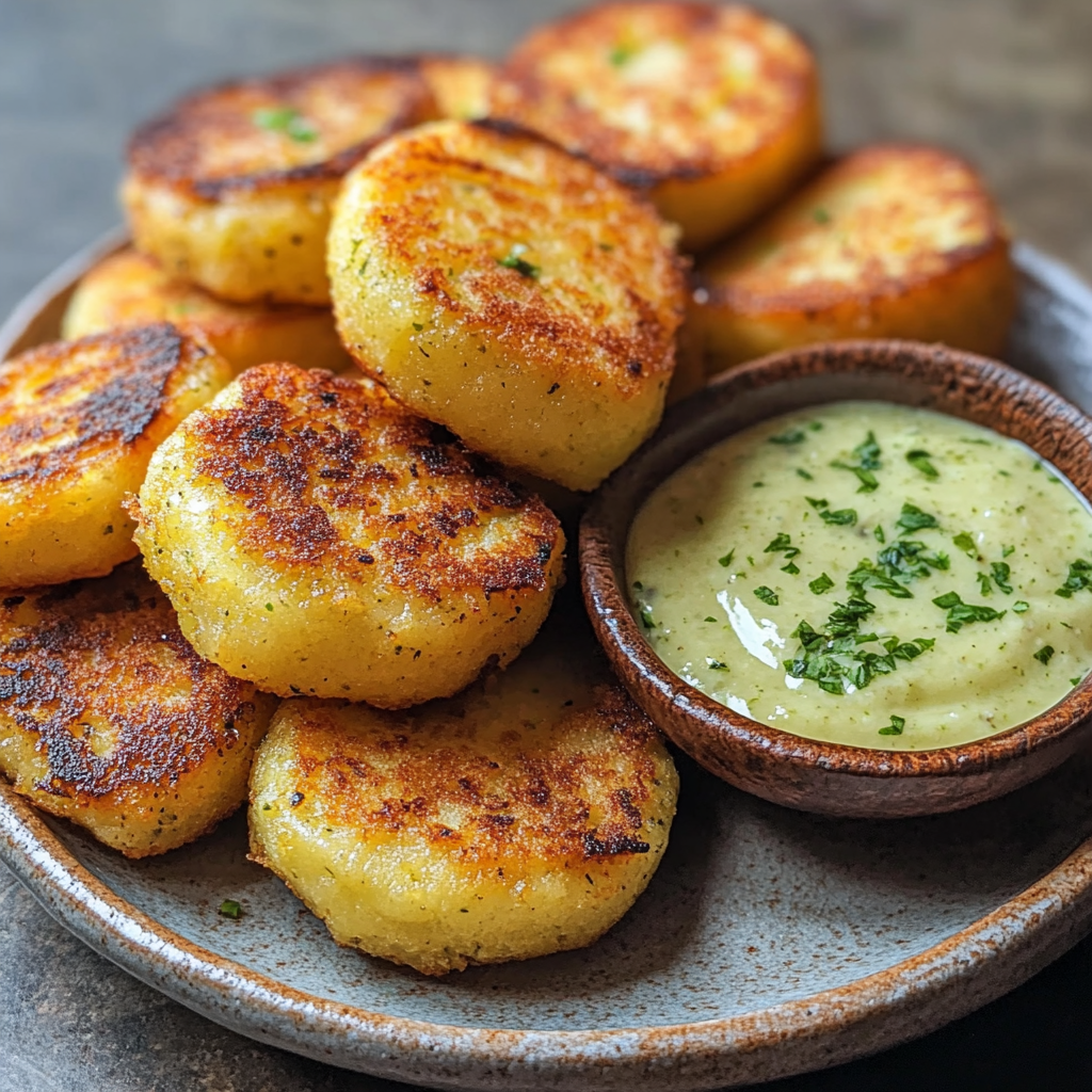Crispy Caribbean Yucca Cakes with Garlic-Lime Mojo