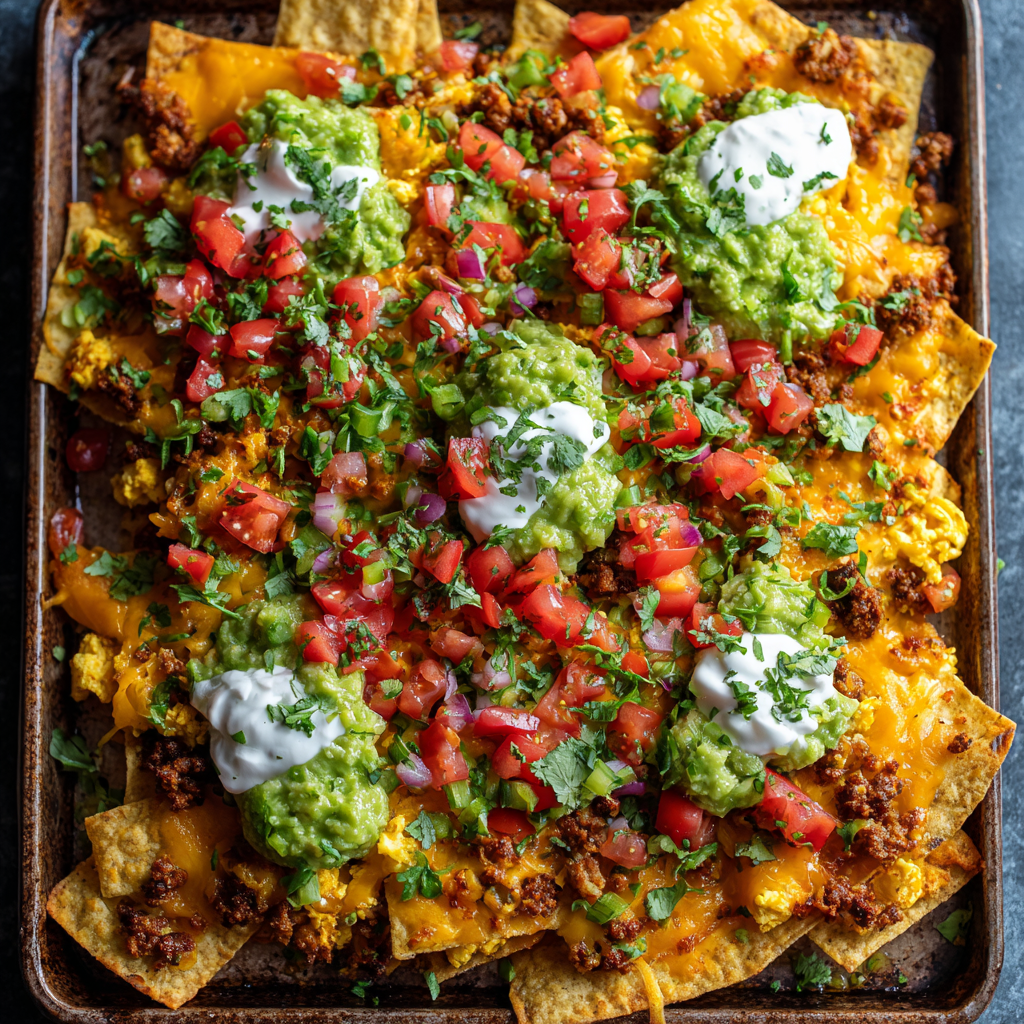 Sunrise Fiesta Breakfast Nachos with Egg & Chorizo