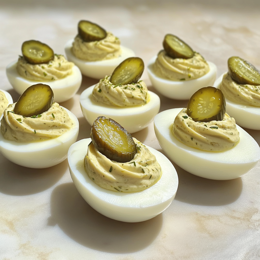 Zingy Quick Pickle Deviled Eggs for Parties