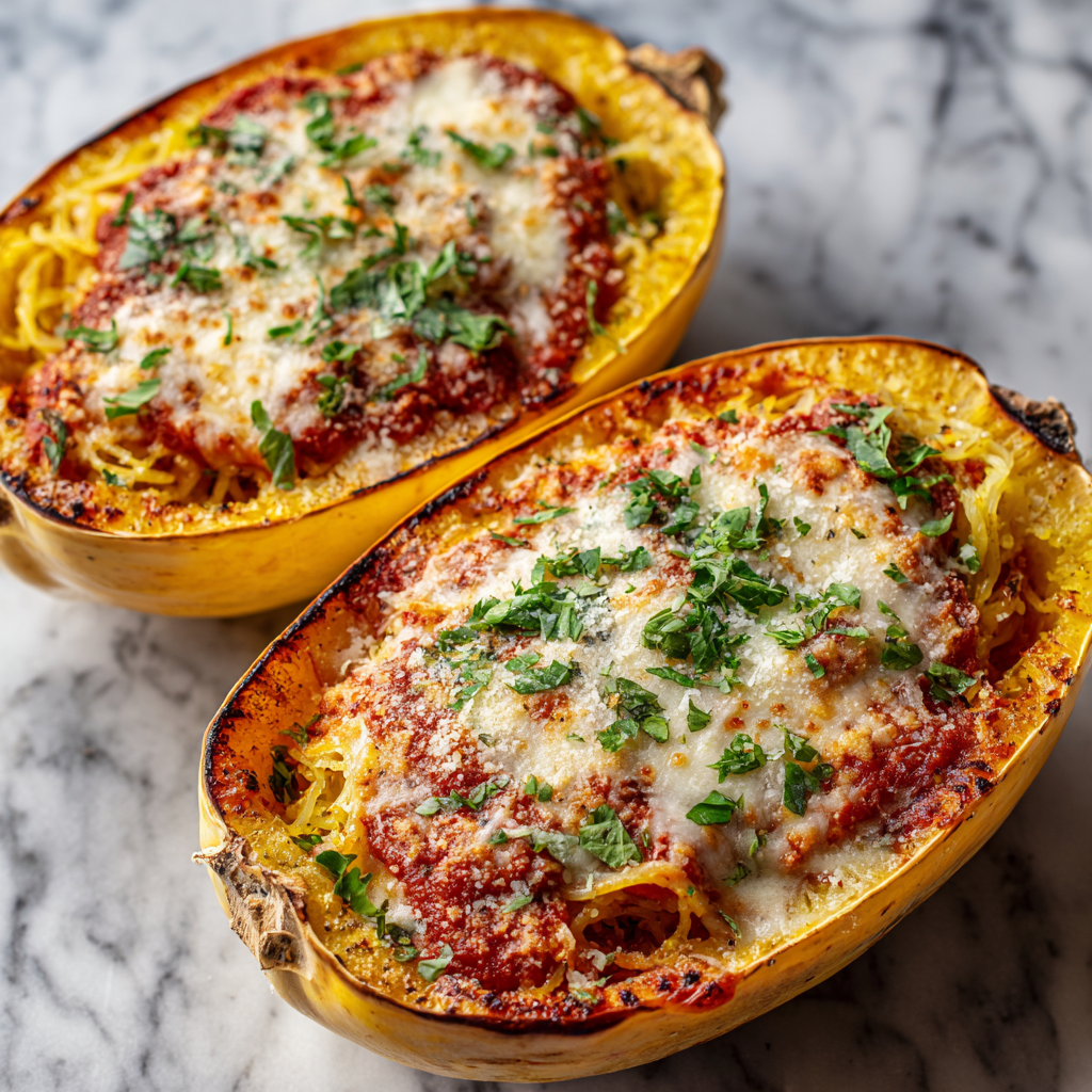 Baked Spaghetti Squash with Marinara and Mozzarella