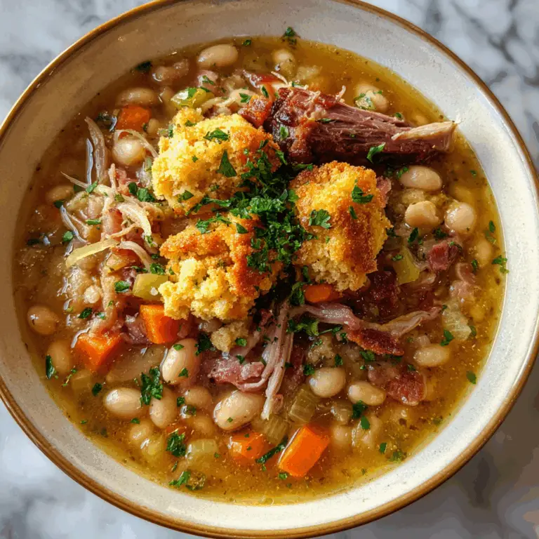 Southern Ham and Bean Soup with Cornbread Crumbles