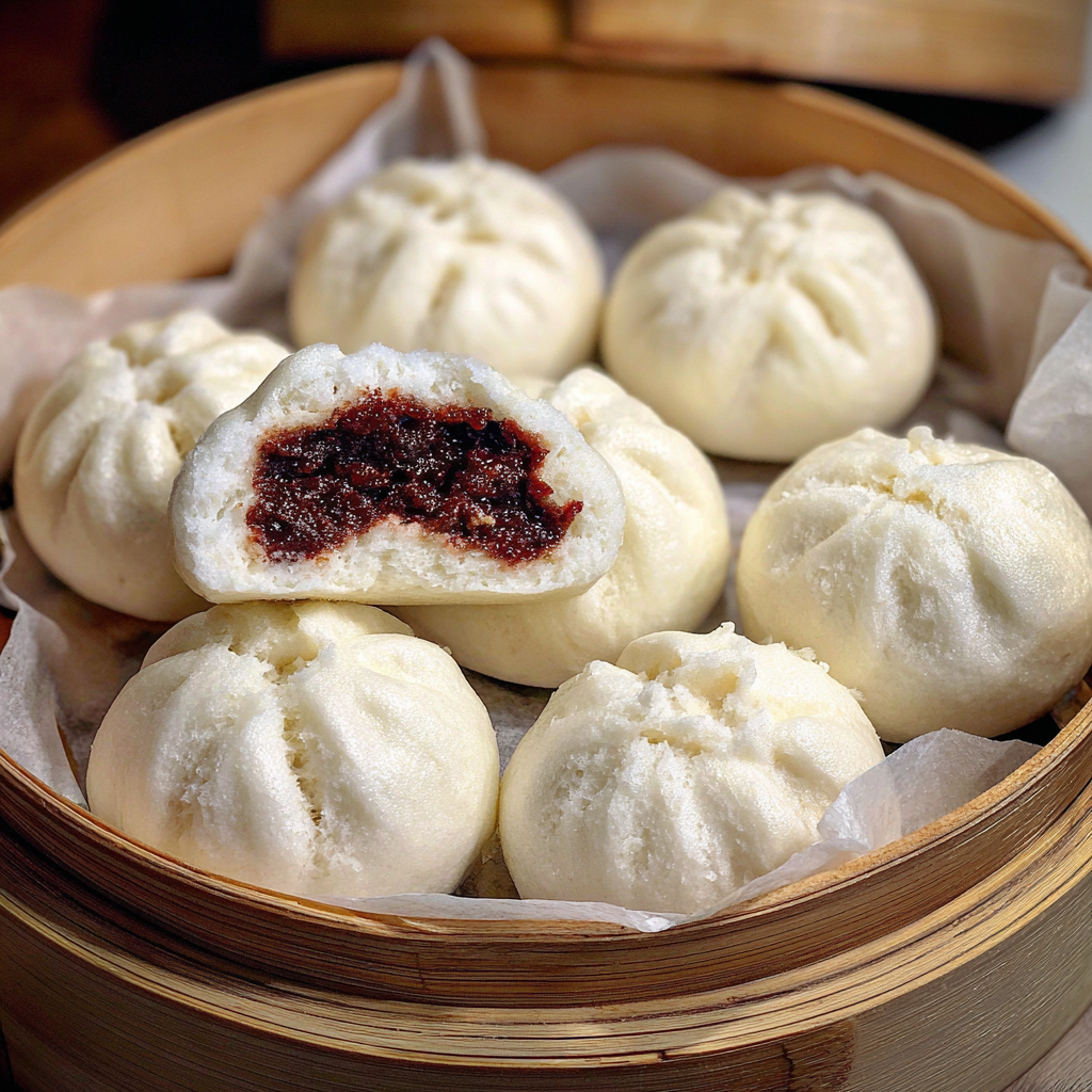 Fluffy Sweet Chinese Steamed Bun Dough for Red Bean Filling