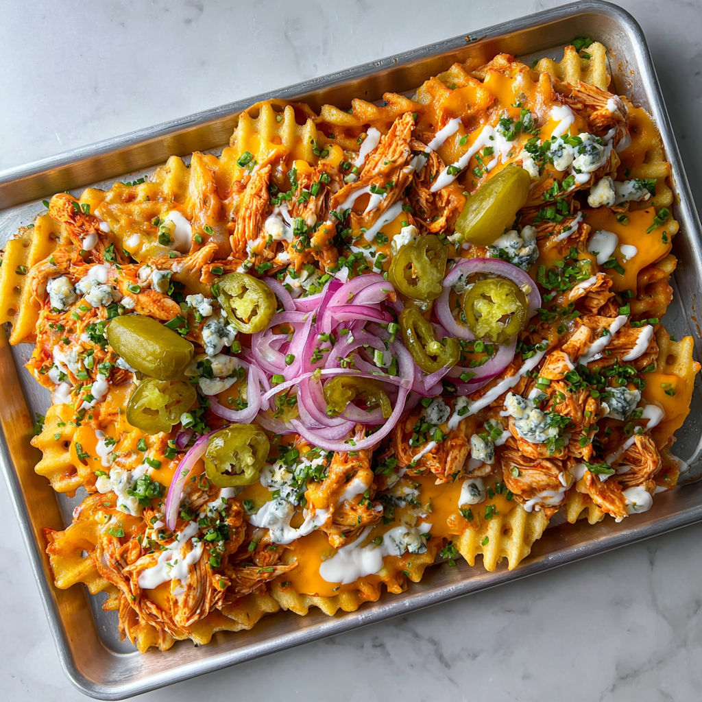 Buffalo Chicken Loaded Waffle Fries: The Ultimate Game-Day Snack