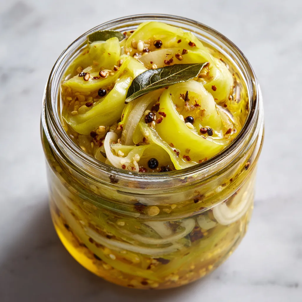 Crunchy Onion-Laced Pickled Pepperoncini - The Hungry Goddess