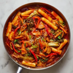 Easy Vegetarian Tteokbokki with Rice Cakes and Veggies - The Hungry Goddess