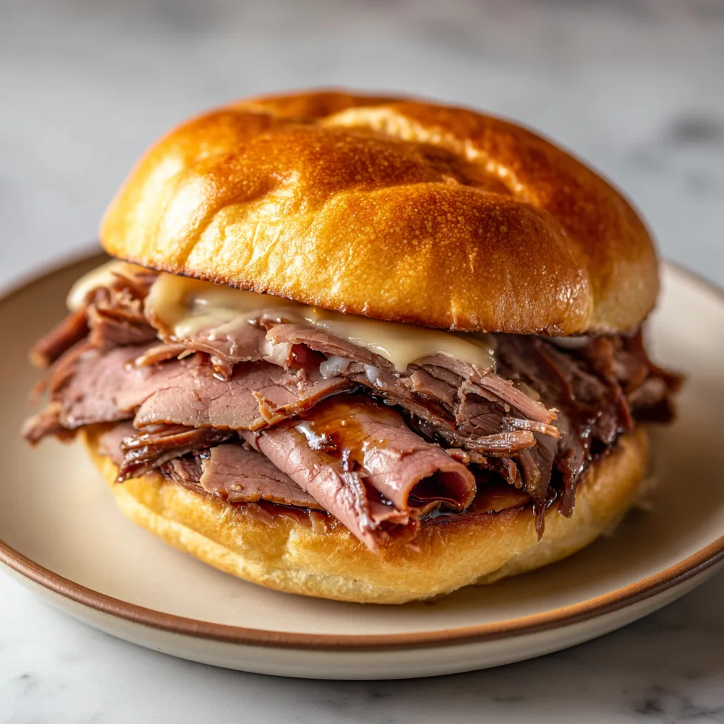 Slow-Cooked Arby's Inspired Roast Beef Sandwiches on Onion Rolls - The ...