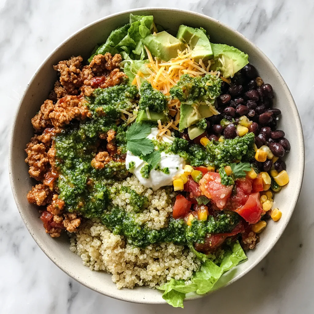 Turkey and Quinoa Burrito Bowl with Chimichurri - The Hungry Goddess